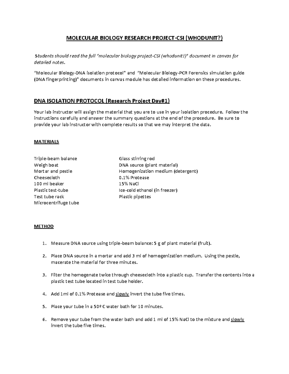 DNA Isolation & Agarose Gel Electrophoresis Lab Worksheet-CSI (Whodunit ...