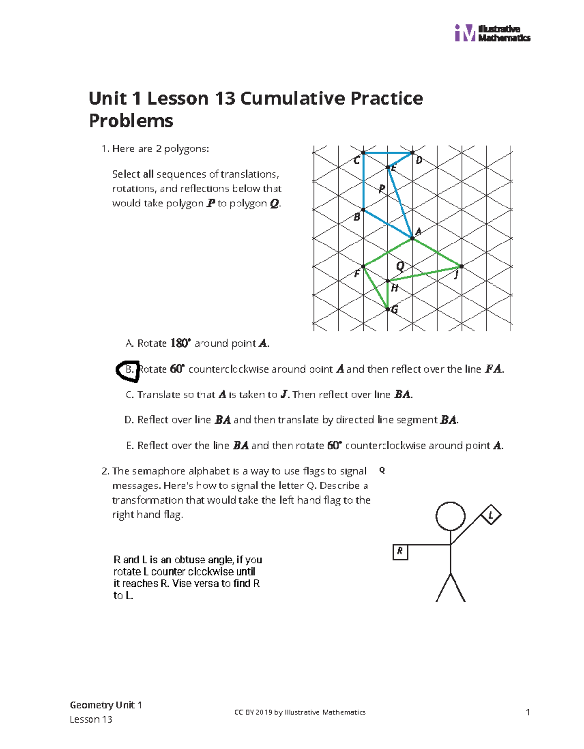 IM Geometry 1-13 Cumulative Practice Problems and Solutions - Studocu