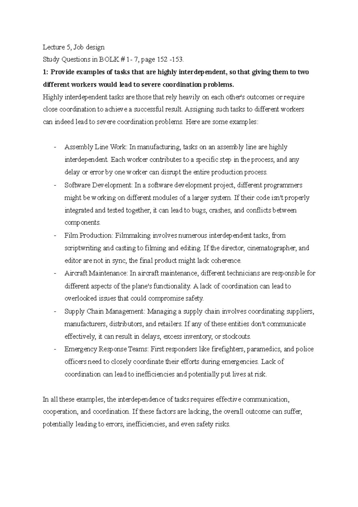 Lecture 5 - Job Design and Modular Business Processes in BOLK - Studocu