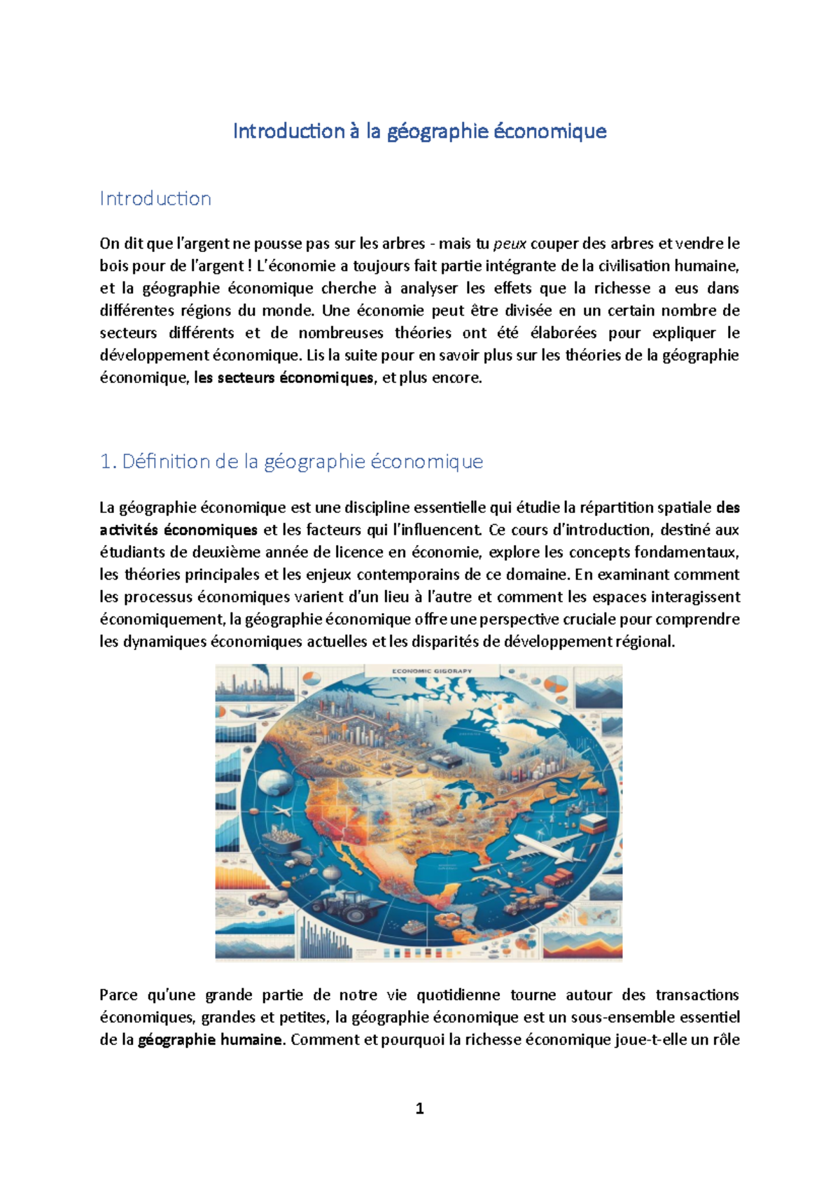 Cours 1: Introduction à la Géographie Économique - Concepts et Enjeux ...