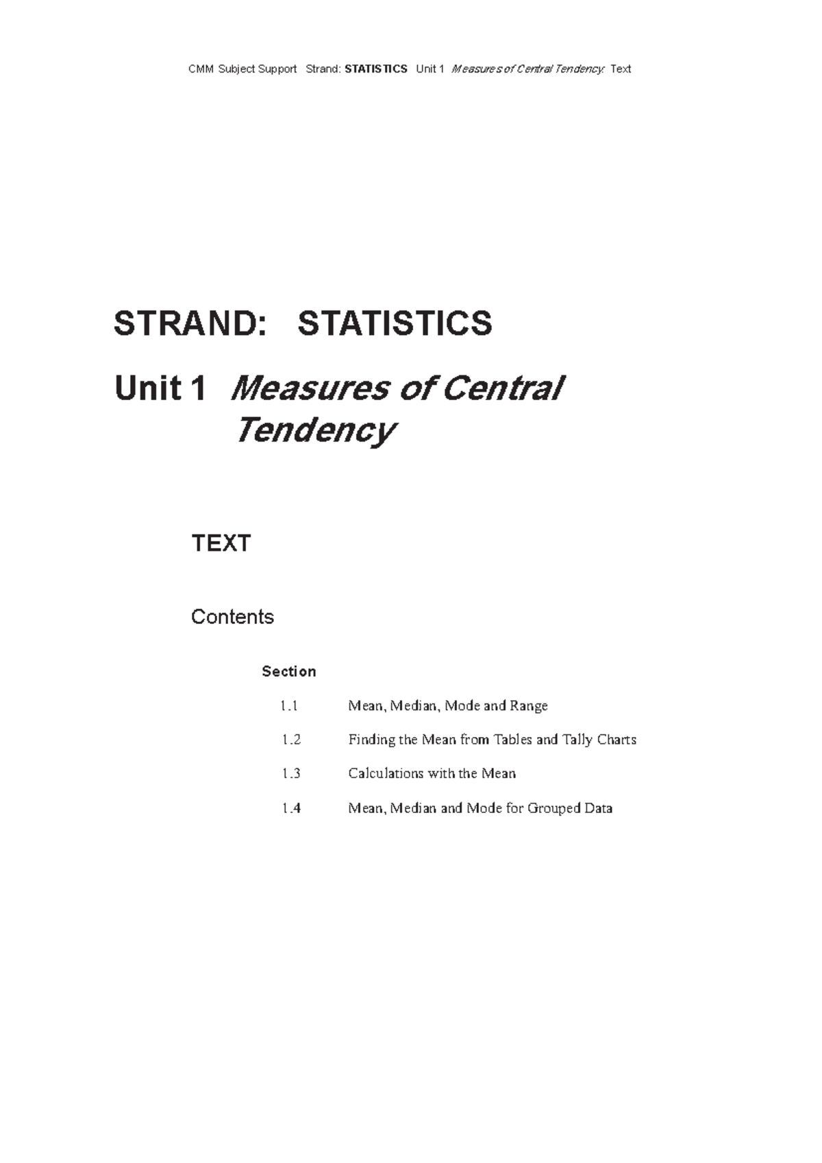 Text - none - STRAND: STATISTICS Unit 1 Measures of Central Tendency ...