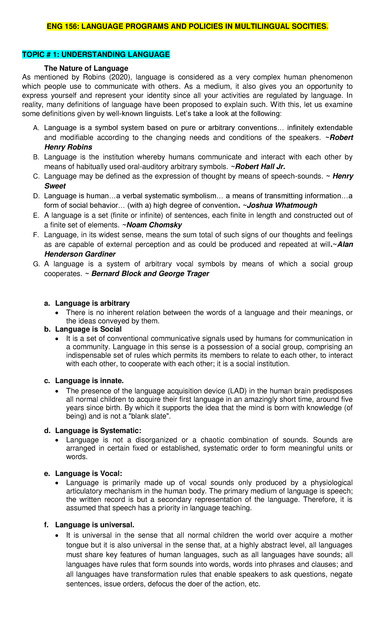 ENG 156: Language Programs & Policies in Multilingual Societies - Studocu