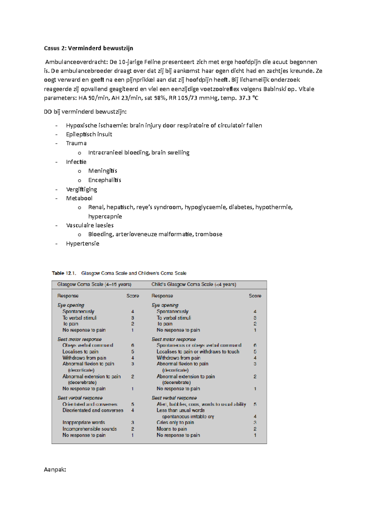 VVV week 1 donderdag scenario voorbereiding - Casus 2: Verminderd bewustzijn Ambulanceoverdracht ...
