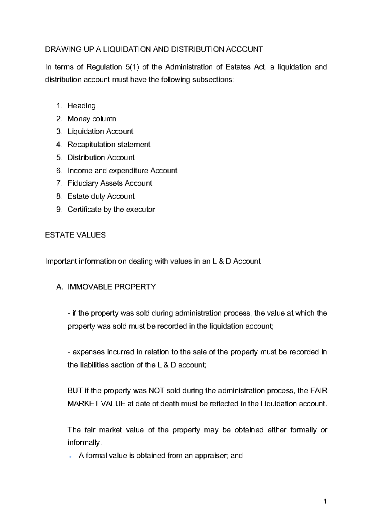 Liquidation and Distribution Account Guide: Key Provisions and Values ...