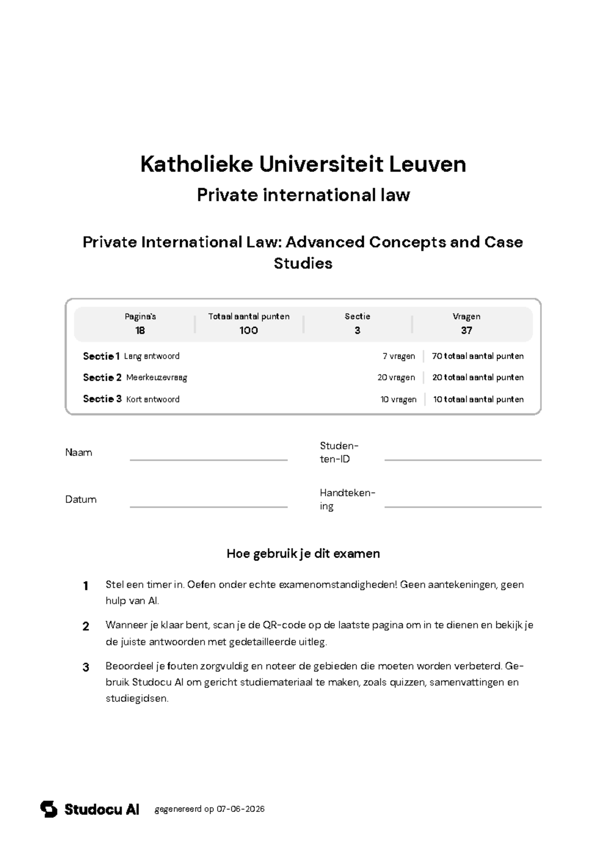 Private International Law Final Exam: Advanced Concepts - Studocu