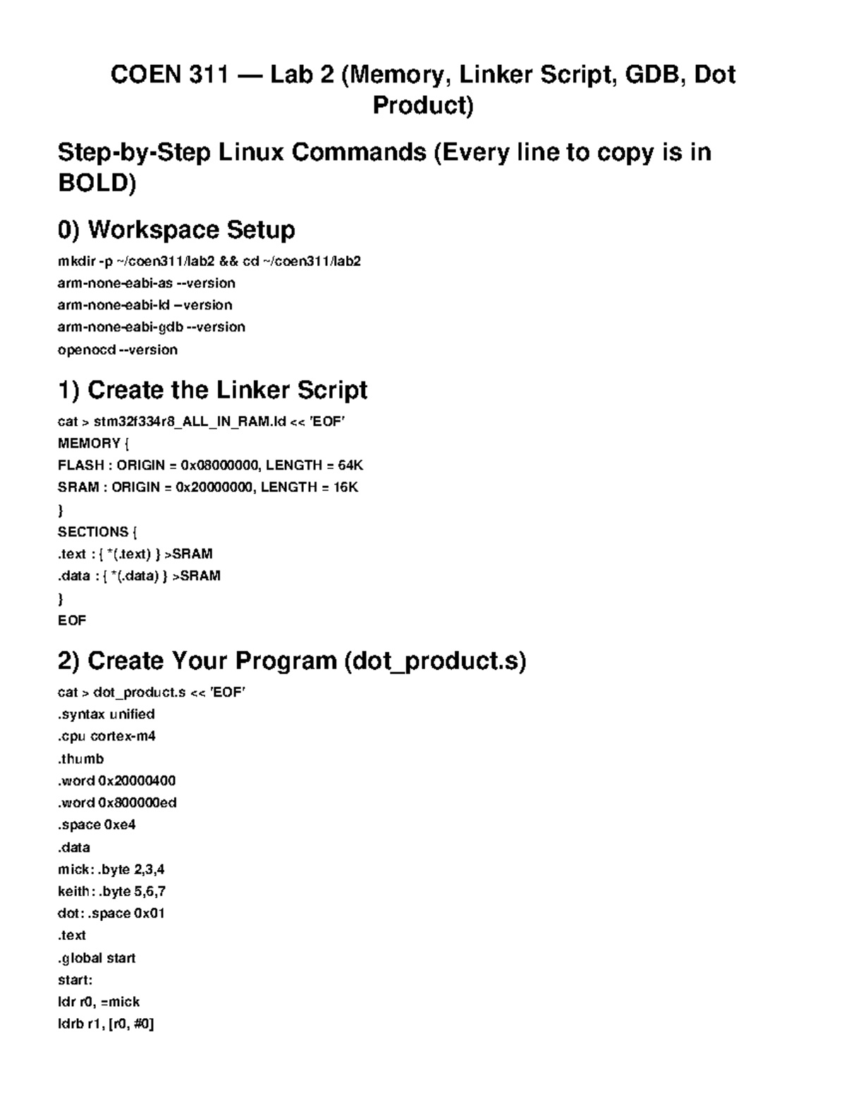 COEN 311 Lab 2: Step-by-Step Guide for Memory & GDB Commands - Studocu