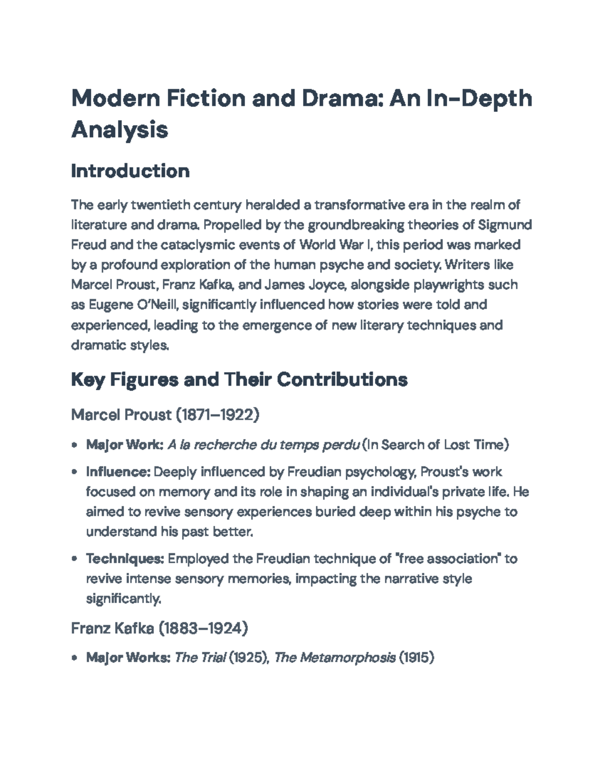 Modern Fiction & Drama: Key Figures and Literary Techniques Analysis ...