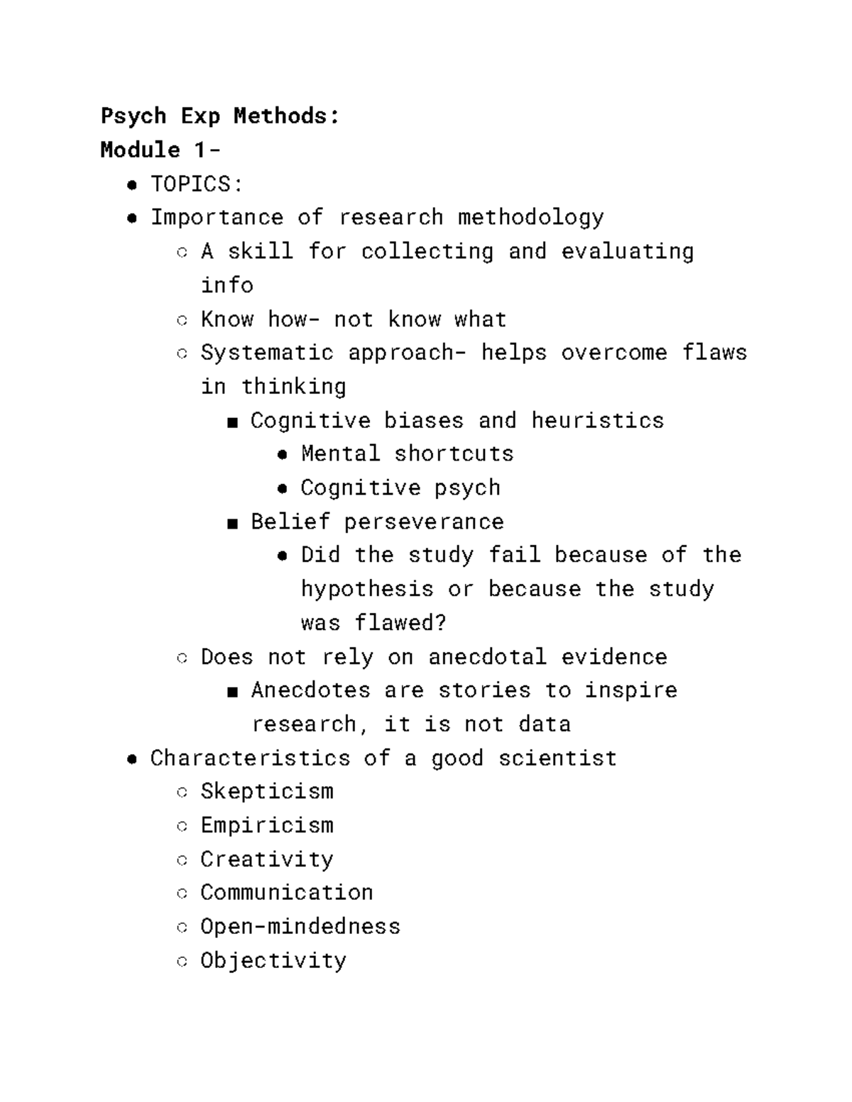 Psych Exp Methods: Module 2 Overview on Research Methodology - Studocu