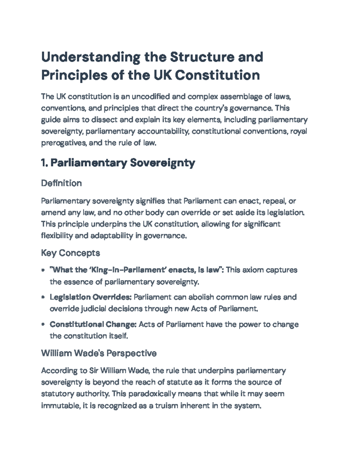 UK Constitution Principles: Sovereignty, Accountability, and Law ...