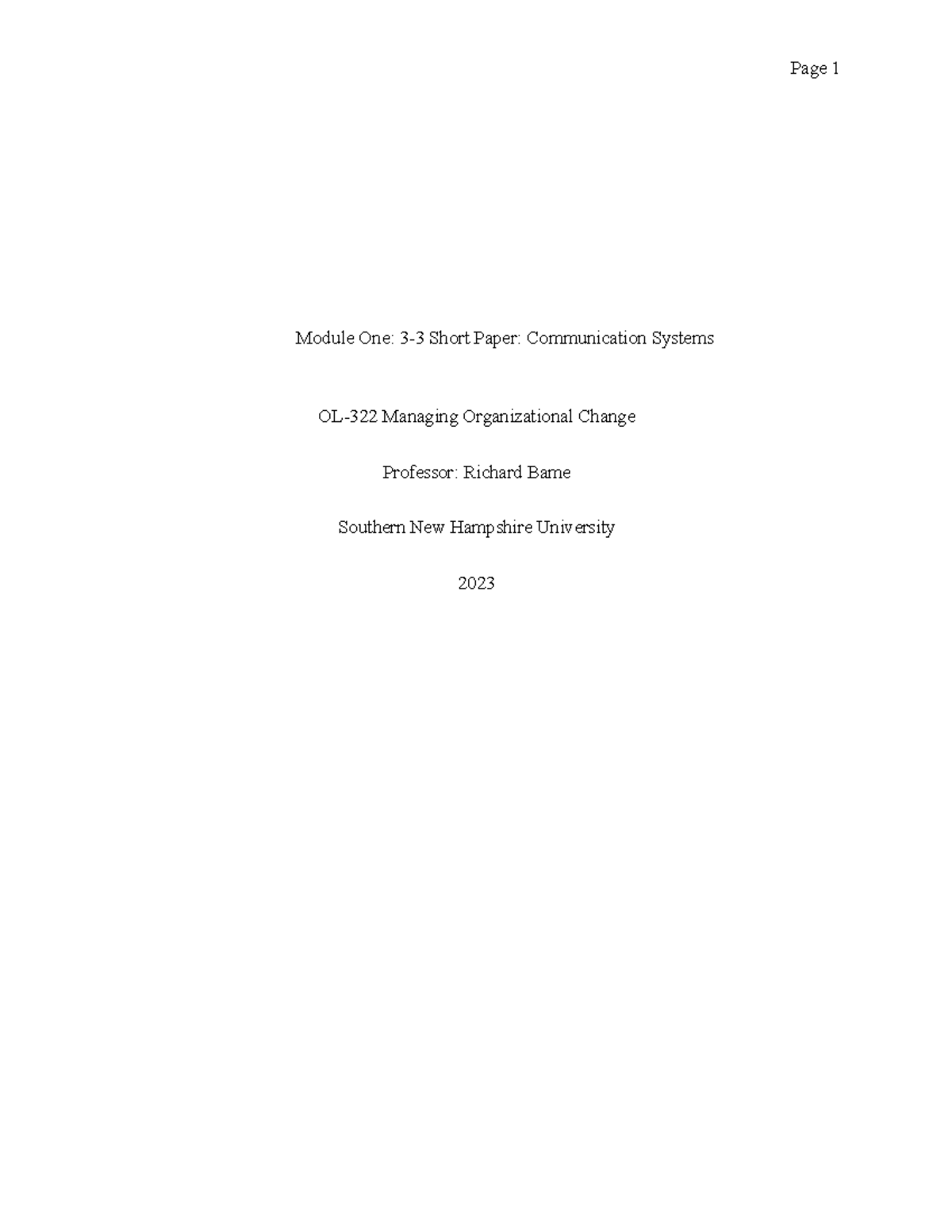 OL-322 Week 03 Short Paper: Communication Systems in Change - Studocu