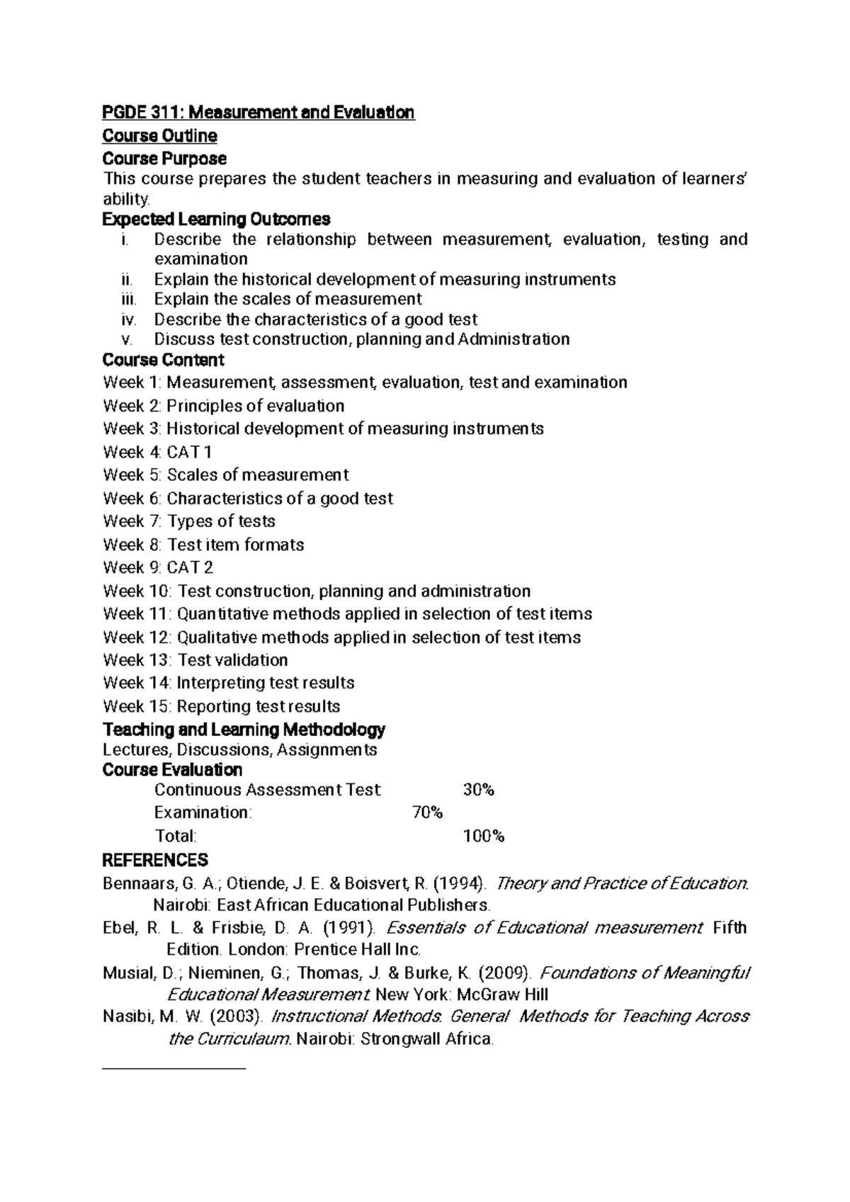 Epsc 311 Final Exam Notes: Measurement and Evaluation Overview - Studocu