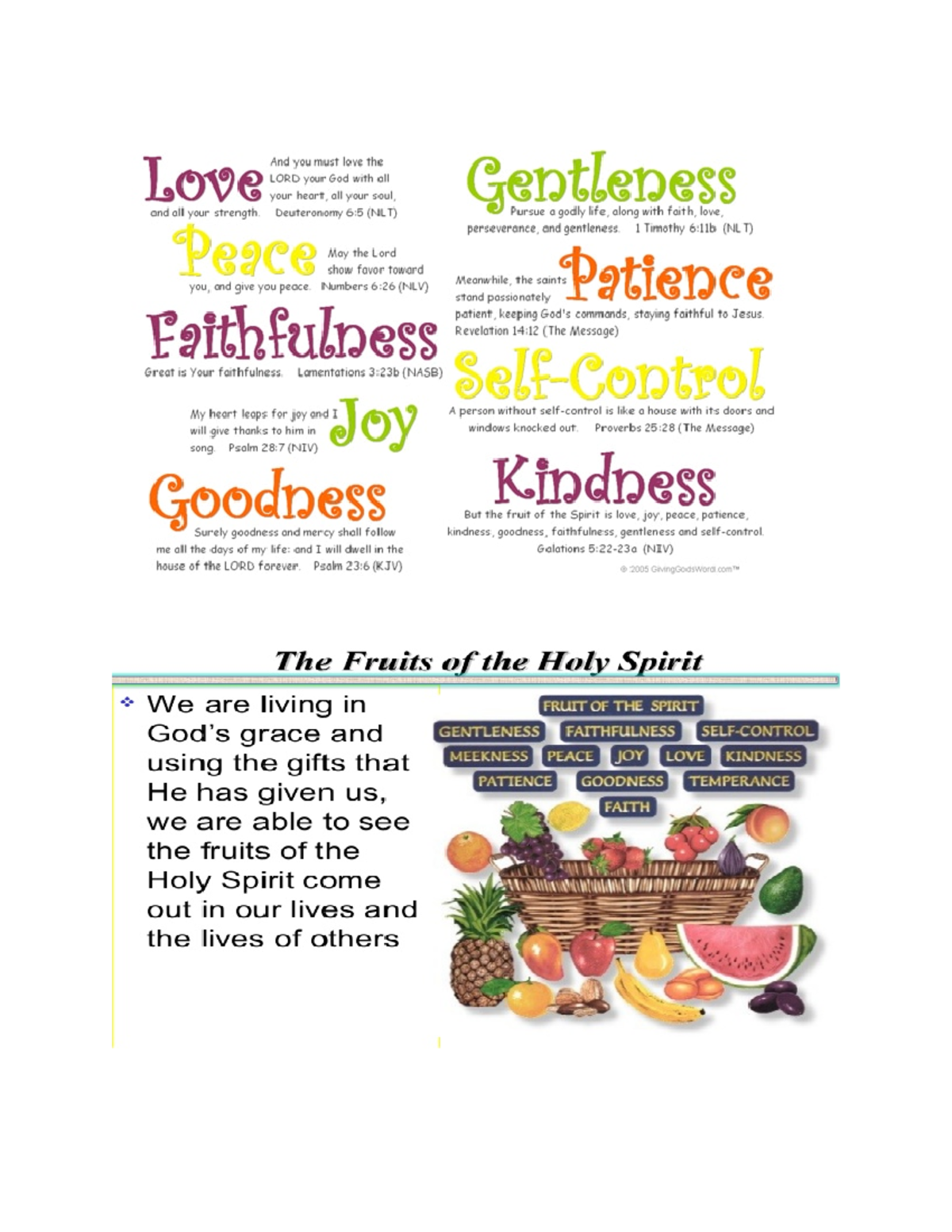 The Fruits of the Holy Spirit - Masters of Arts in Education - Studocu