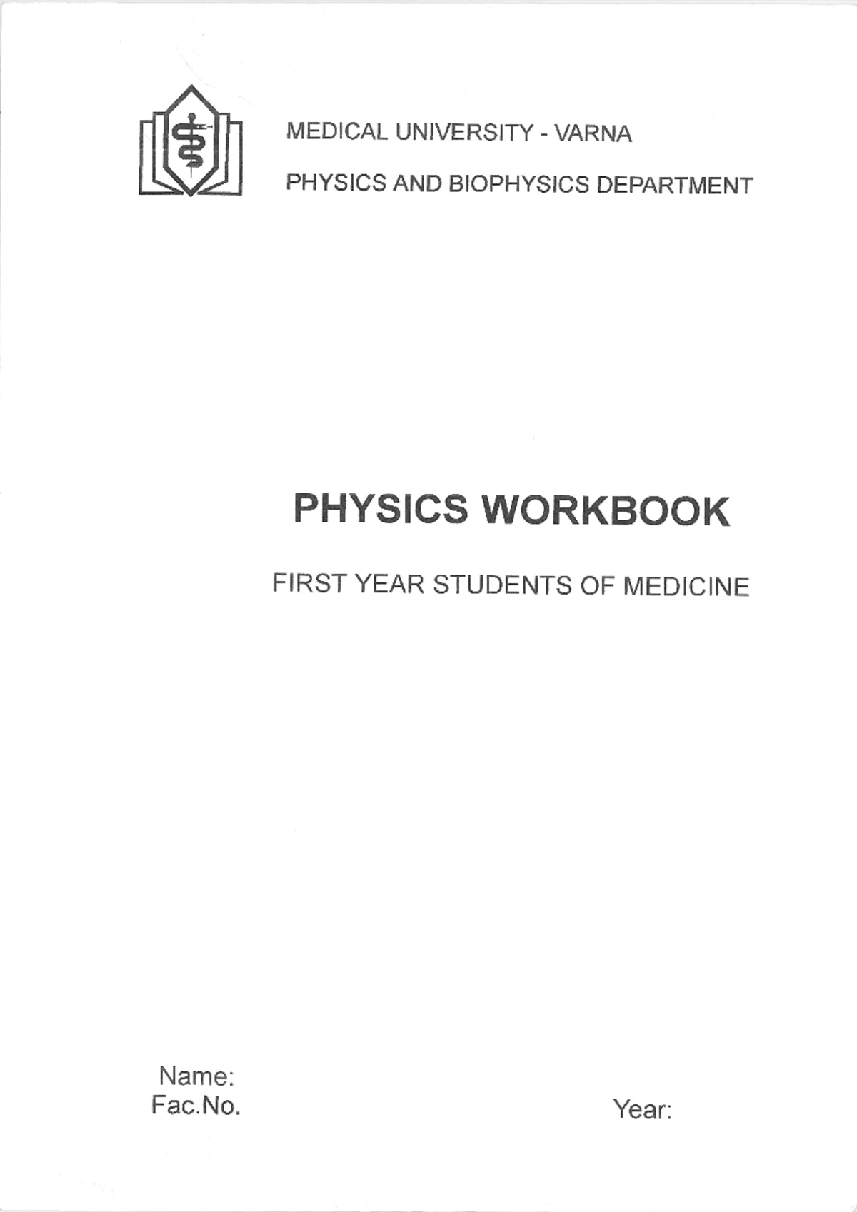 Physics Workbook for MU Varna students - Studocu