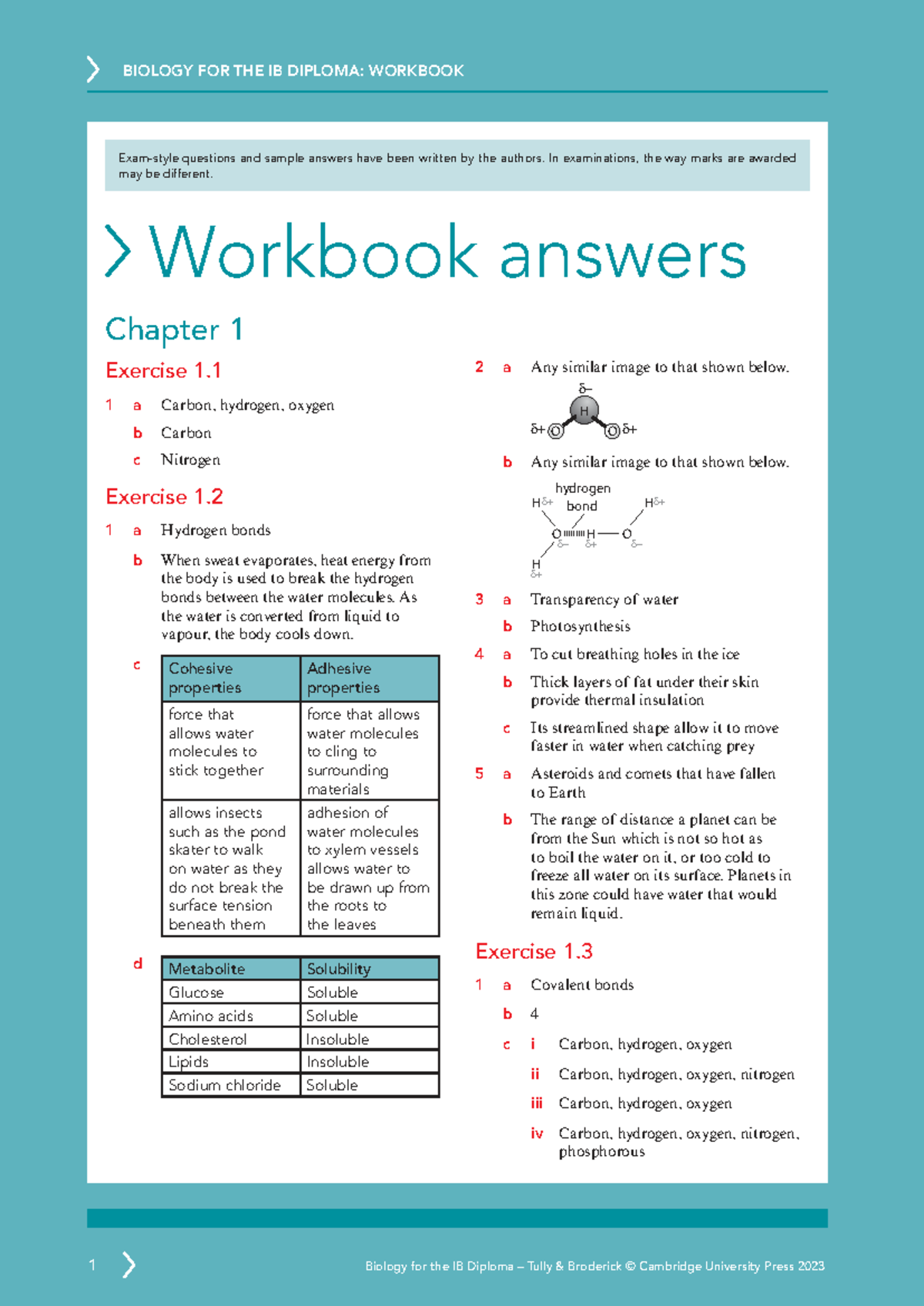Cambridge IB DP Biology Workbook: Chapter Answers and Exercises - Studocu