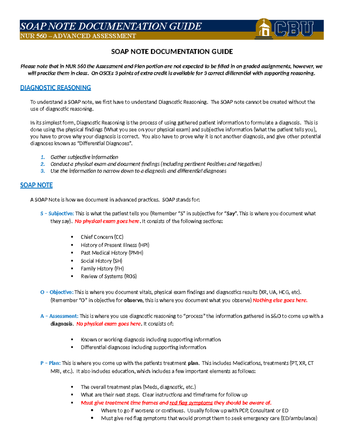 NUR 560 SOAP Note Documentation Guide & Examples for Practice - Studocu