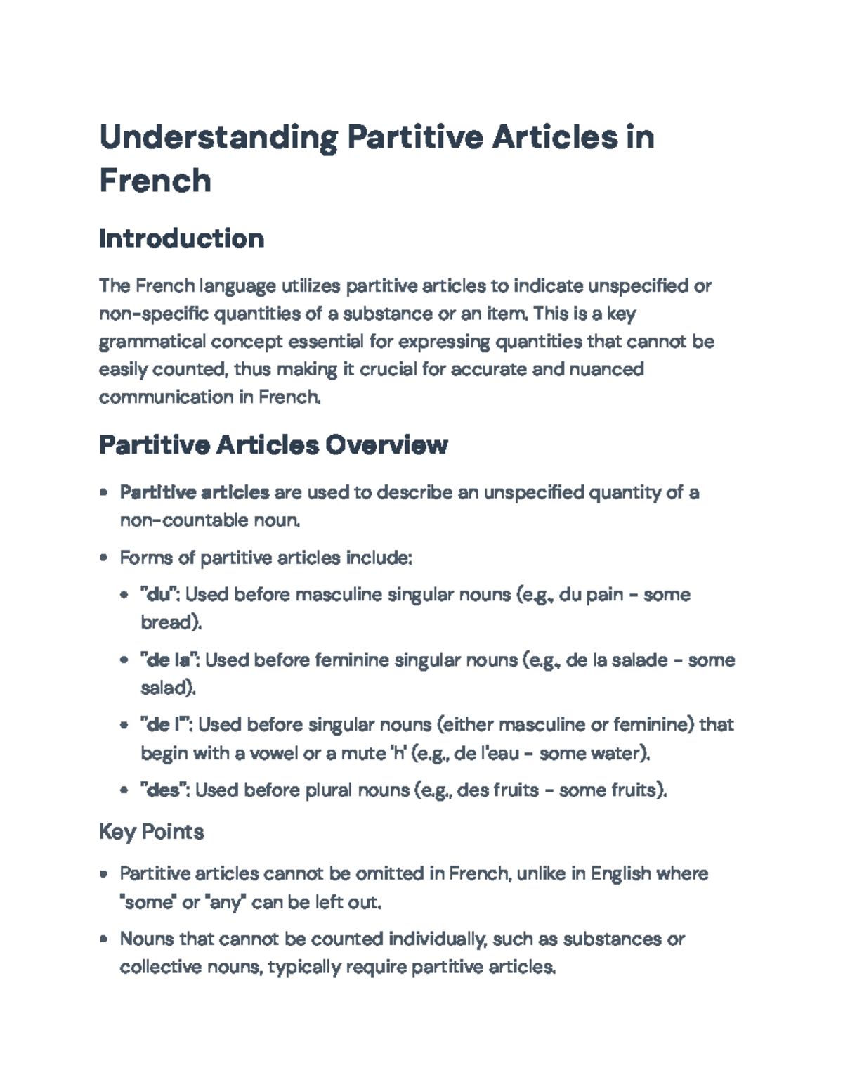 Understanding Partitive Articles in French - Key Concepts & Exercises ...