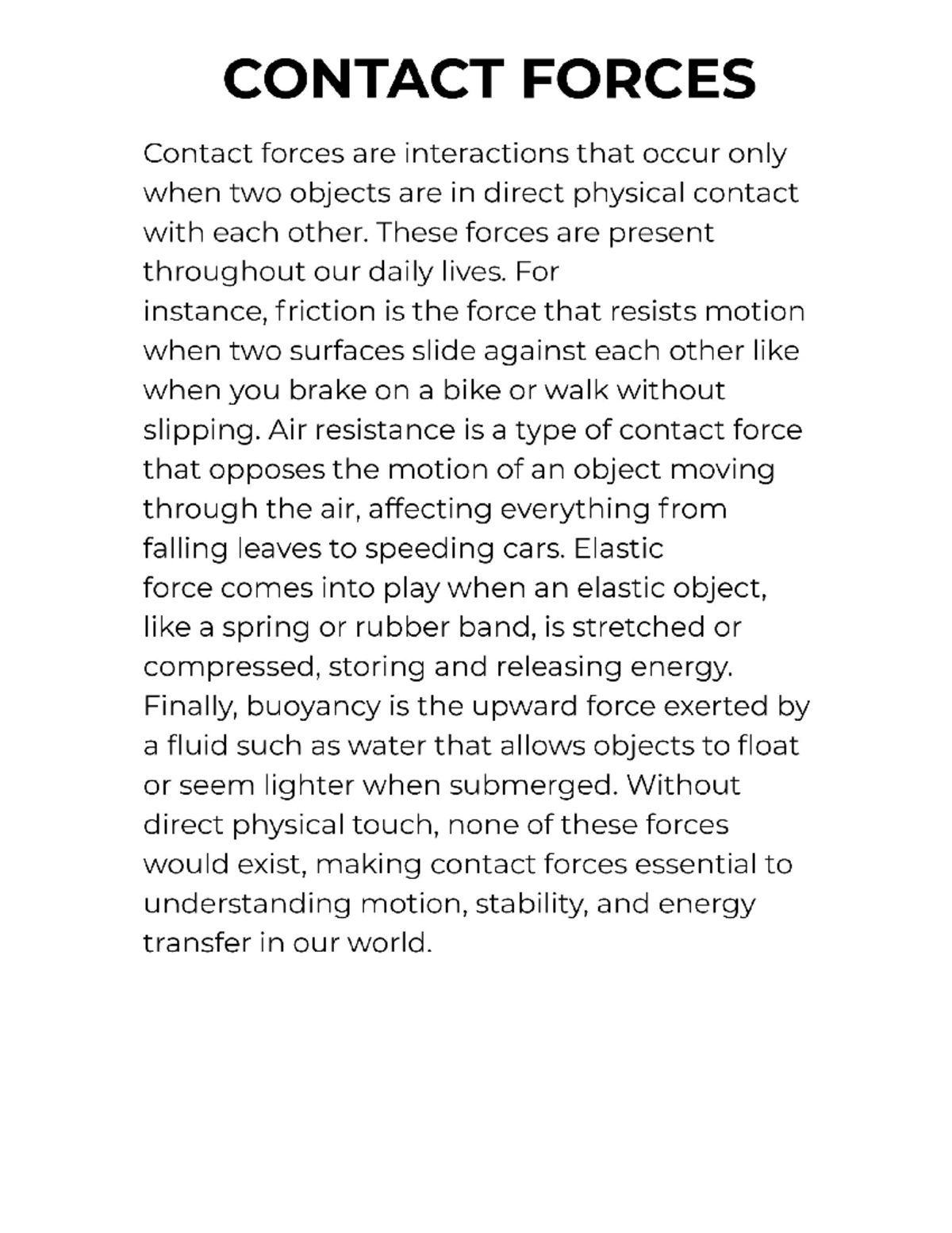 Contact Forces and Newton's Laws of Motion: An Overview - Studocu