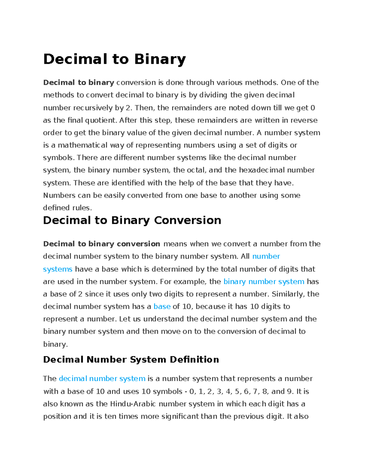 Decimal to Binary Conversion Methods and Examples - Studocu