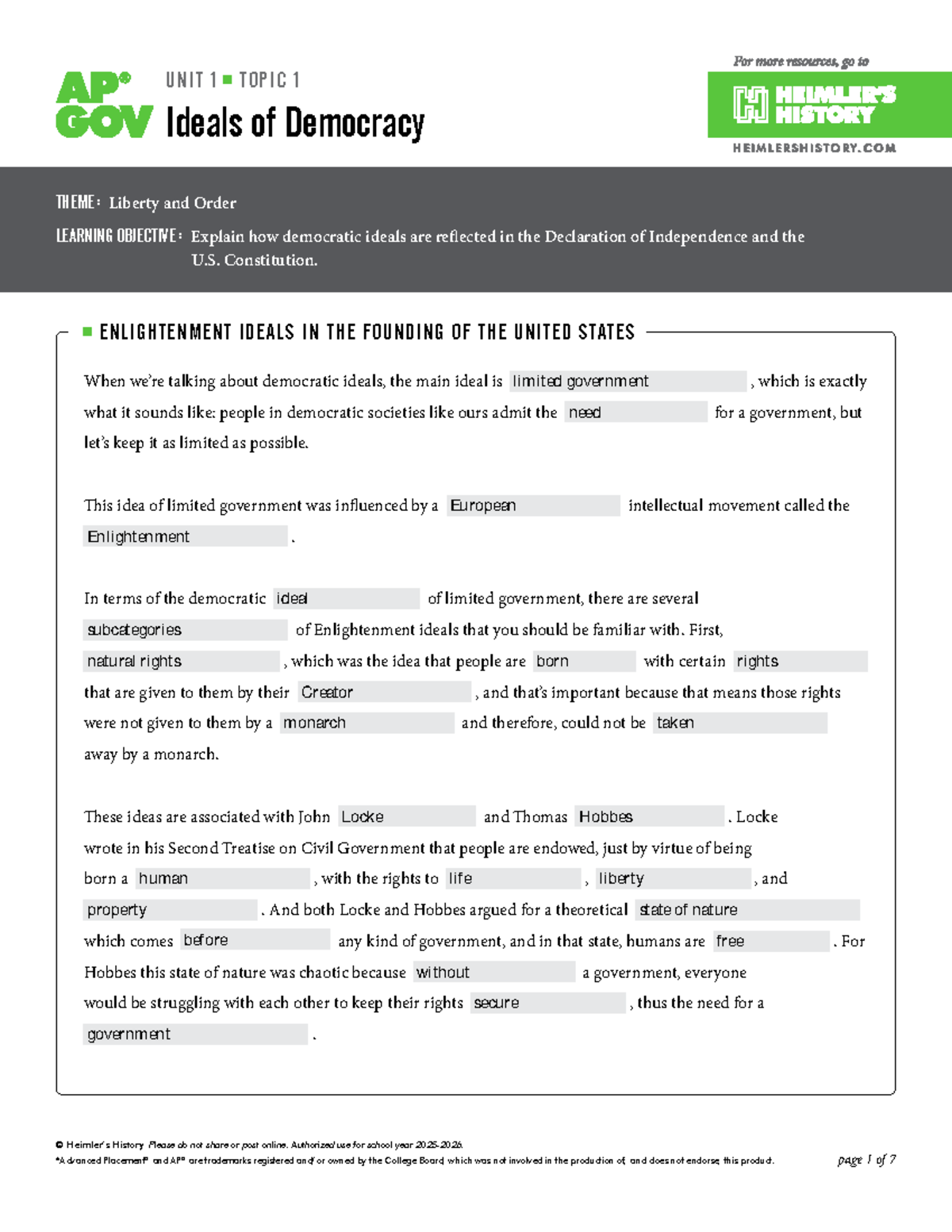 Enlightenment Ideals in the Founding of the U.S. - AP History Notes ...