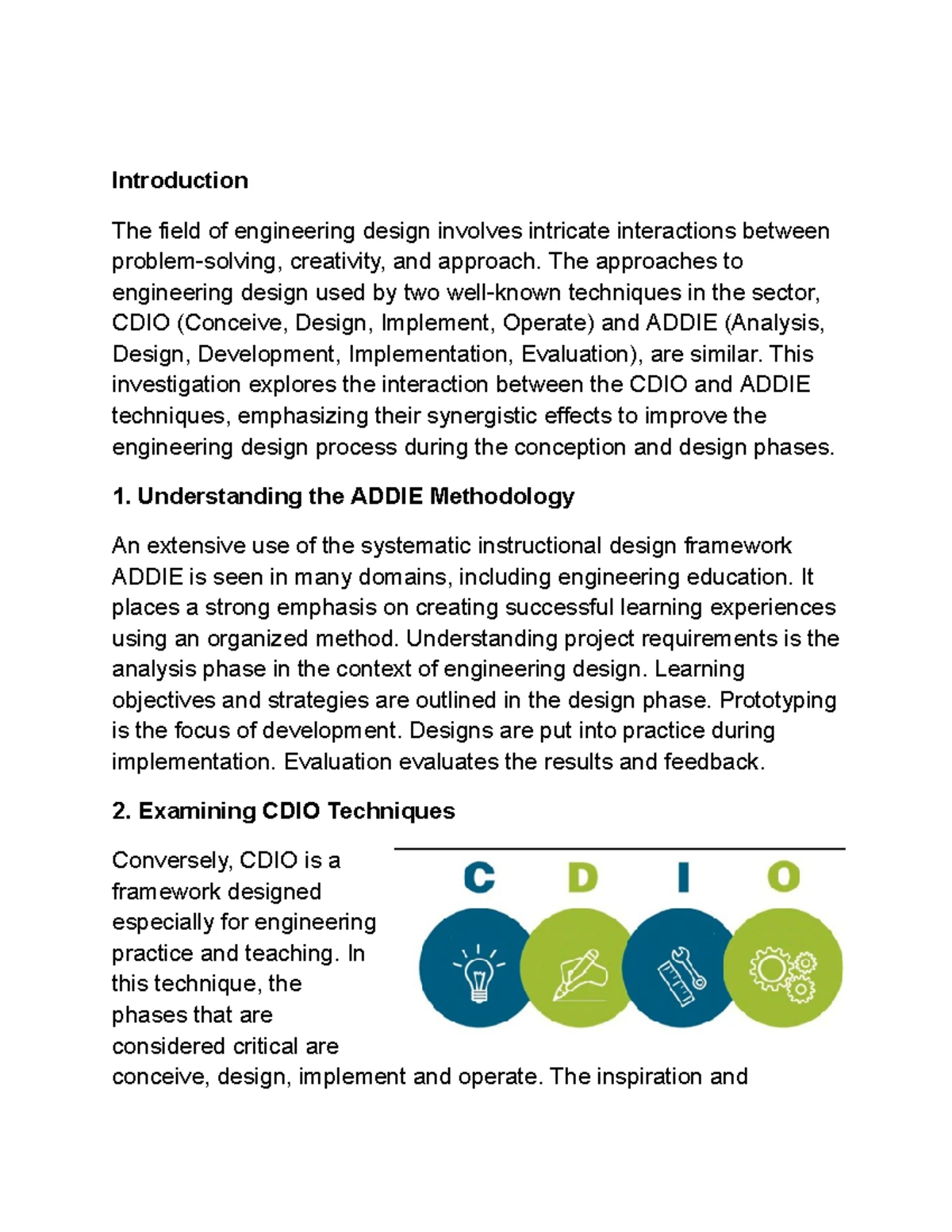 Addie and CDIO - ADDIE and CDIO: A Detailed Comparison of Instructional ...