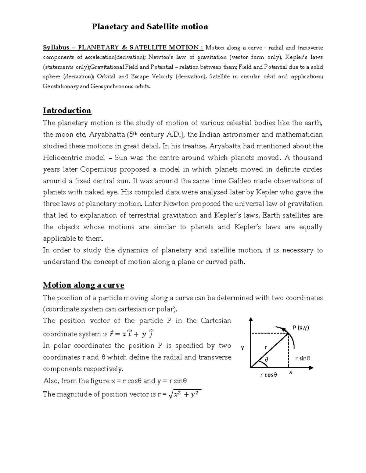 Satellite Motion: Circular Orbits and Applications in Physics - Studocu