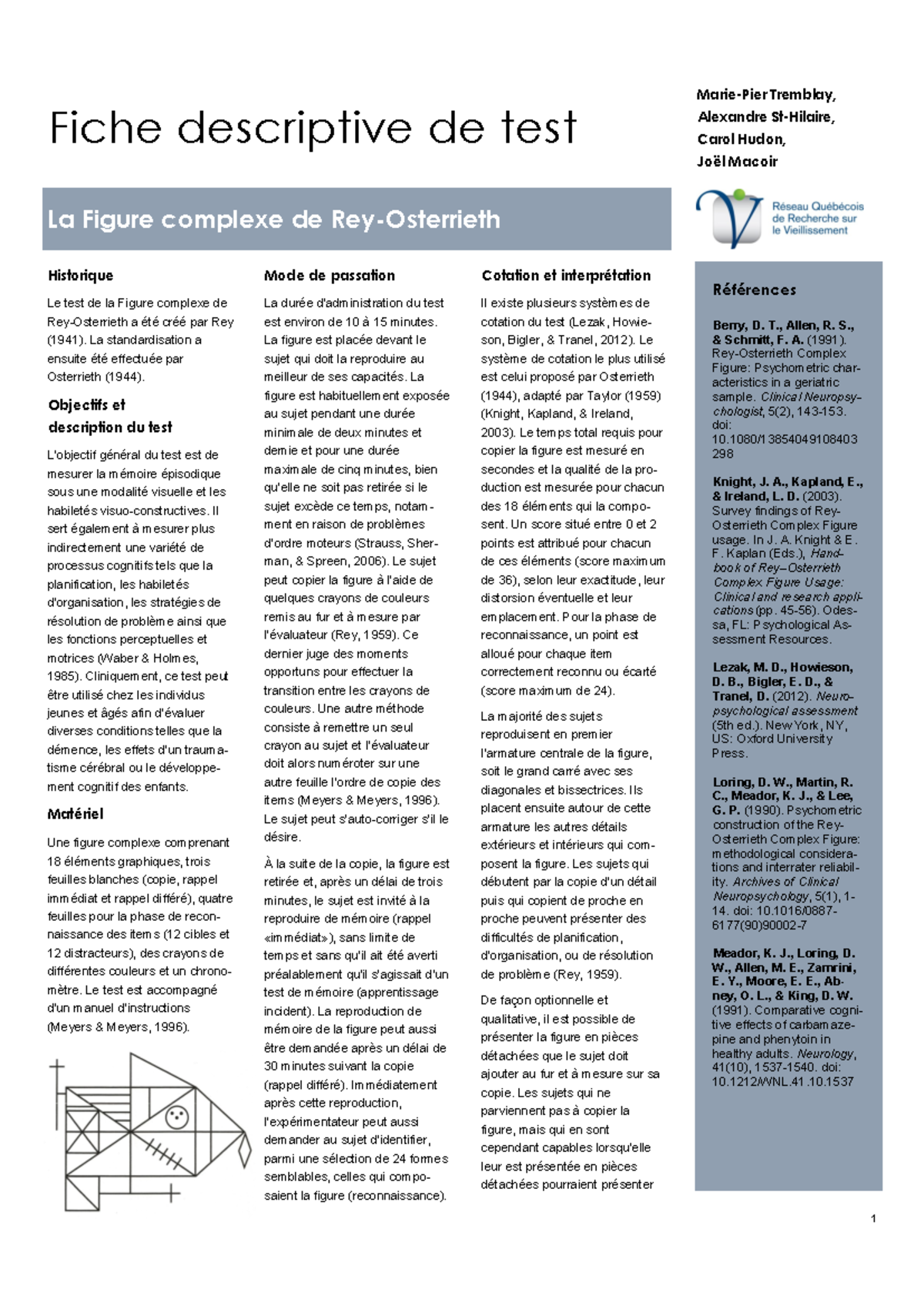 Fiche descriptive de la Figure de Rey Final - 1 Historique Le test de ...