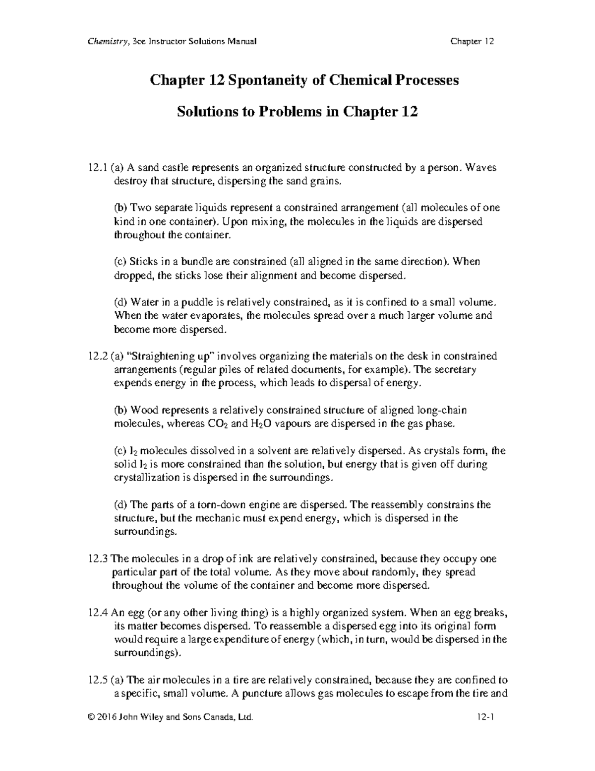 Chemistry 3ce Instructor Solutions Manual: Chapter 12 Solutions on ...