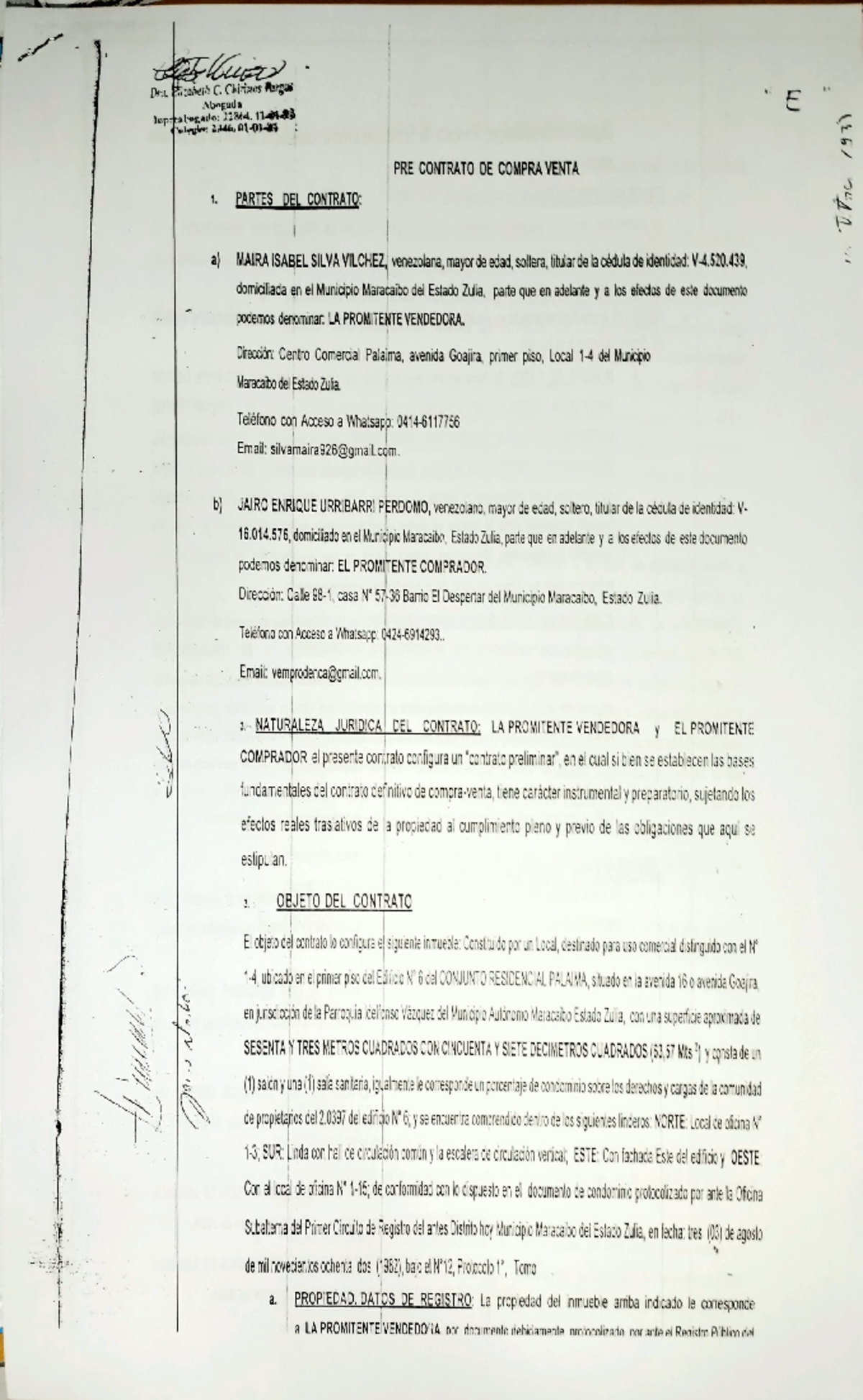 Contrato Compra Venta Maira Silva - Dr. abeis C. Chiizes Argas ...