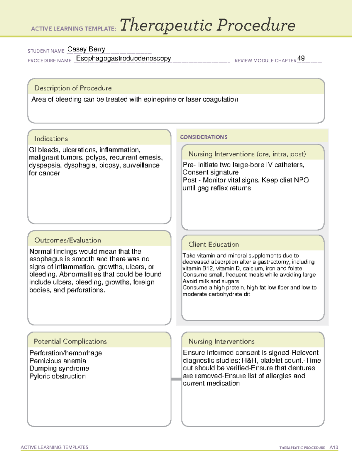 ACTIVE LEARNING TEMPLATES: Esophagogastroduodenoscopy Procedure Guide ...