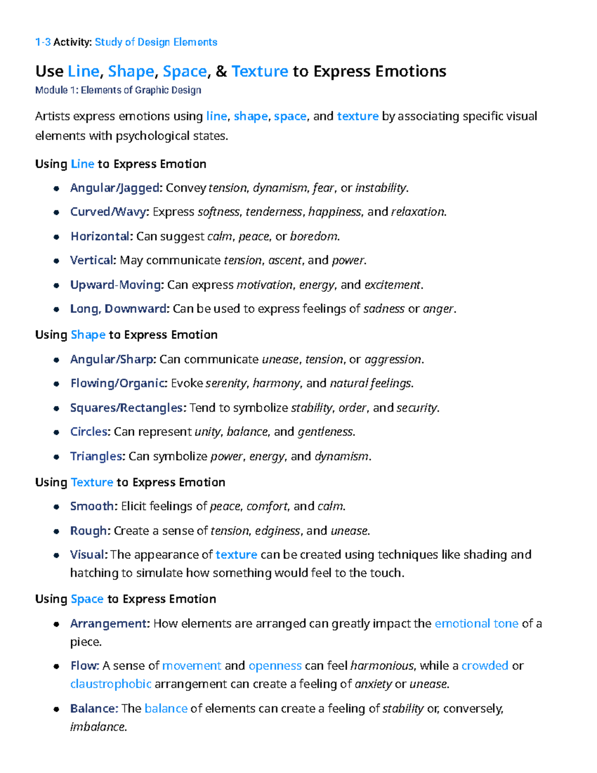 Module 1: Expressing Emotions through Design Elements - Studocu