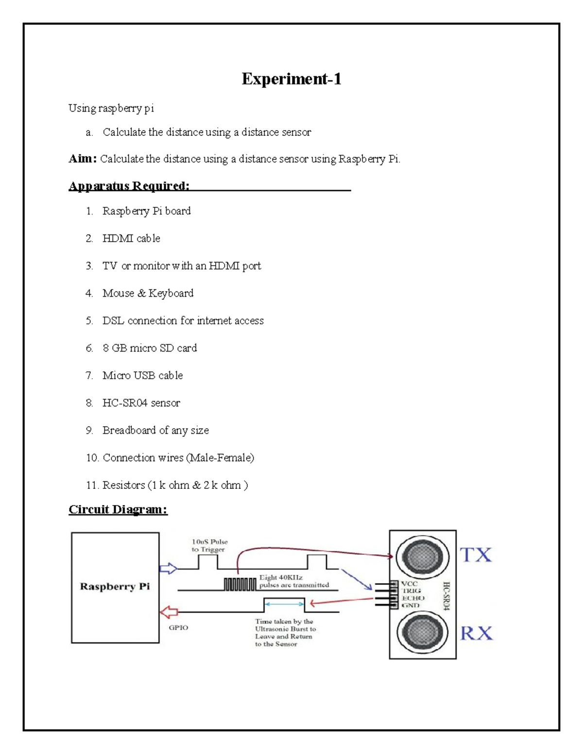 Using Raspberry Pi to Calculate Distance with HC-SR04 Sensor - Studocu