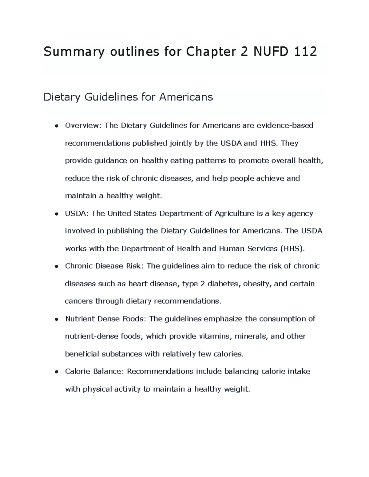 Chapter 2 NUFD 112 - Enjoy - Summary outlines for Chapter 2 NUFD 112 ...