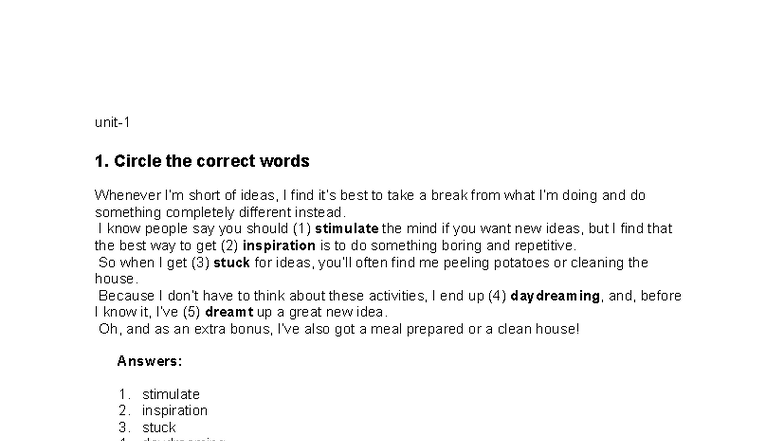 Unit-1 - Inglés Práctico: Vocabulary & Email Exercises - Studocu