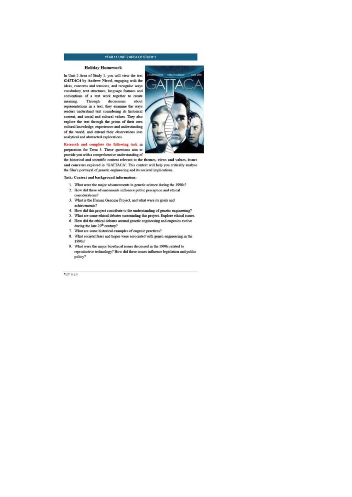 Gattaca and the Ethical Implications of Genetic Advancements - Studocu