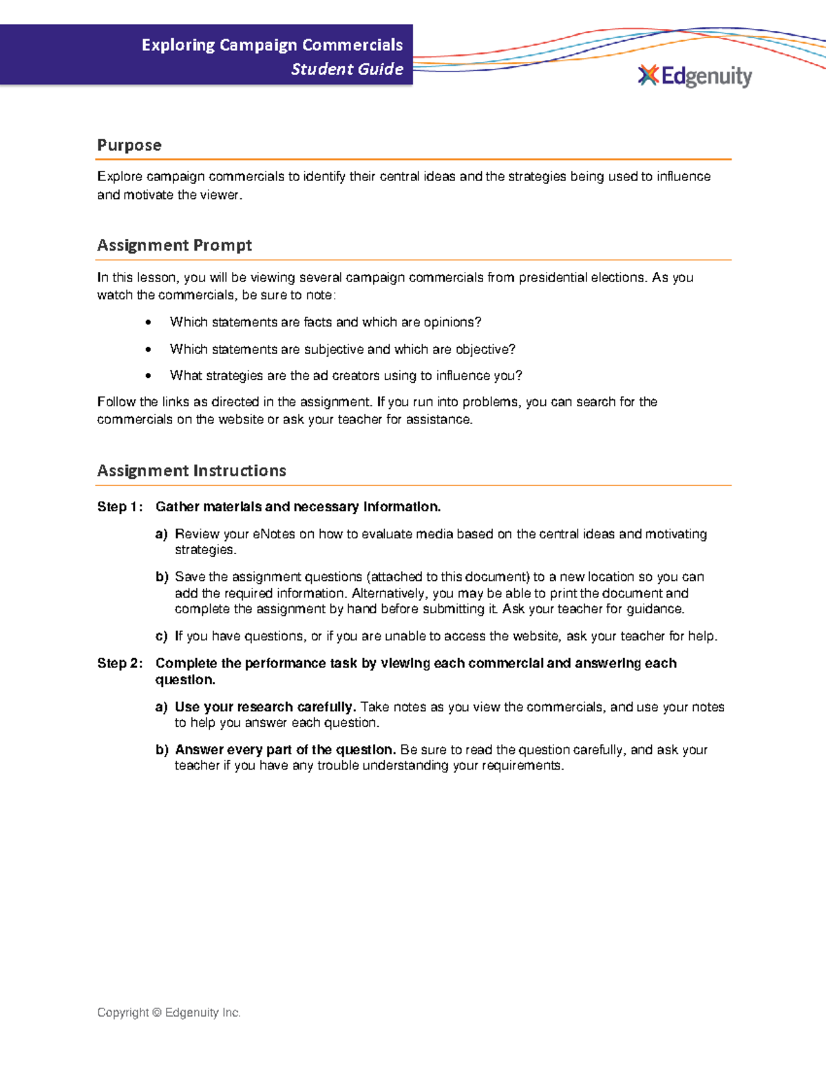 Project 1 - Analyzing Campaign Commercial Strategies - Studocu
