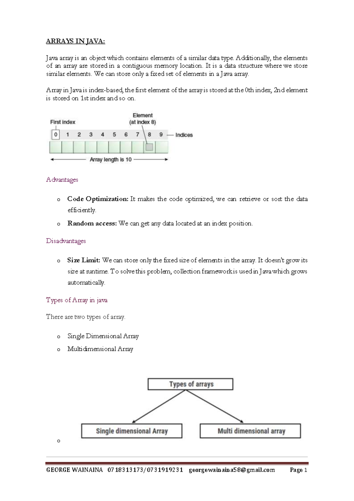 Arrays IN JAVA - ARRAYS IN JAVA: Java array is an object which contains elements of a similar ...