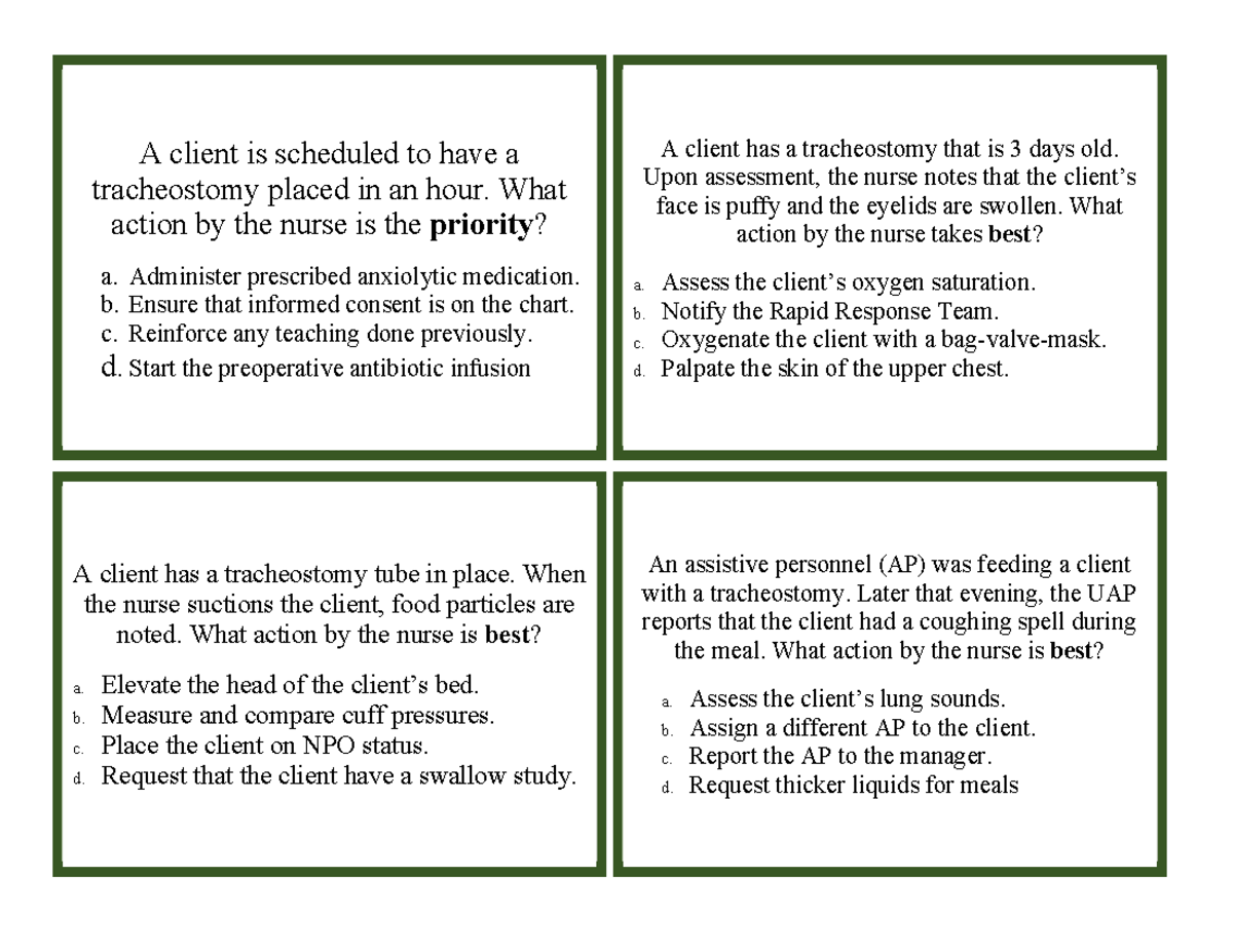 Chapter 25: Essential Insights on Oxygen Therapy & Tracheostomy - Studocu