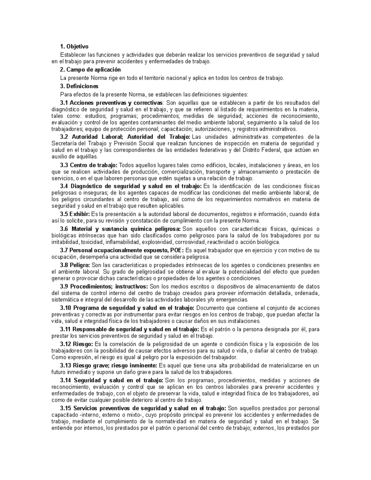 Nom 030 stps - APUNTE - Objetivo Establecer las funciones y actividades ...