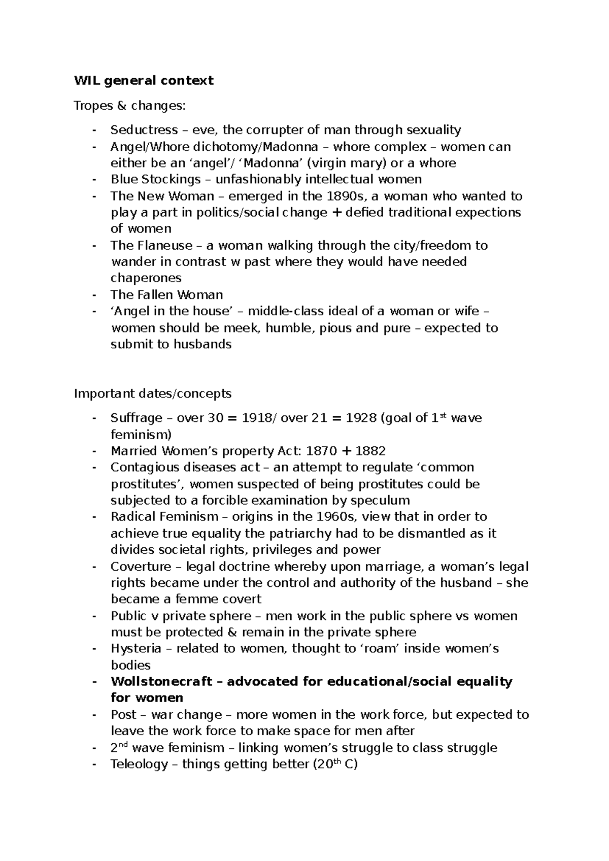 WIL general context - WIL notes - WIL general context Tropes & changes ...