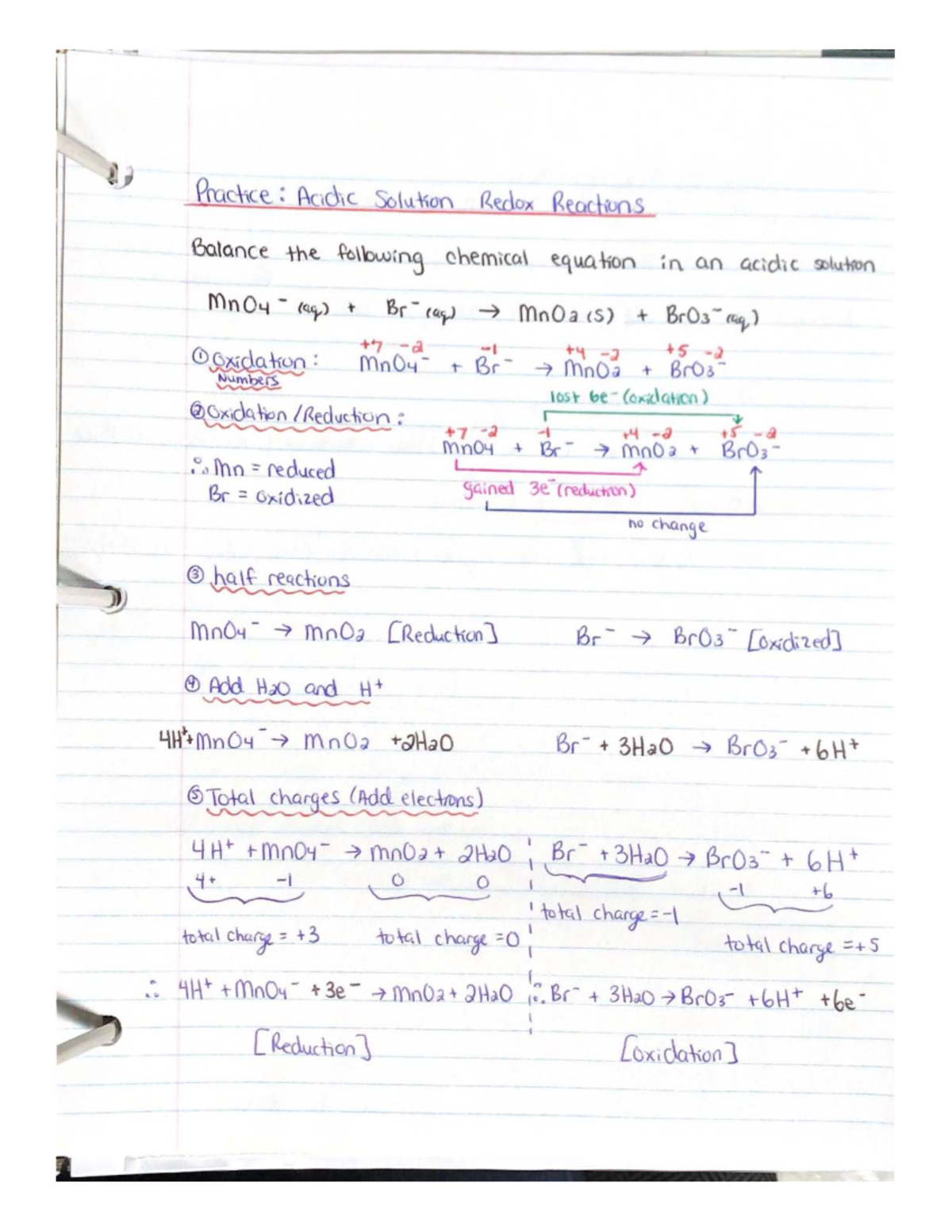 Acidic Redox Reactions Practice #1 - Answer (Chem 101) - Studocu