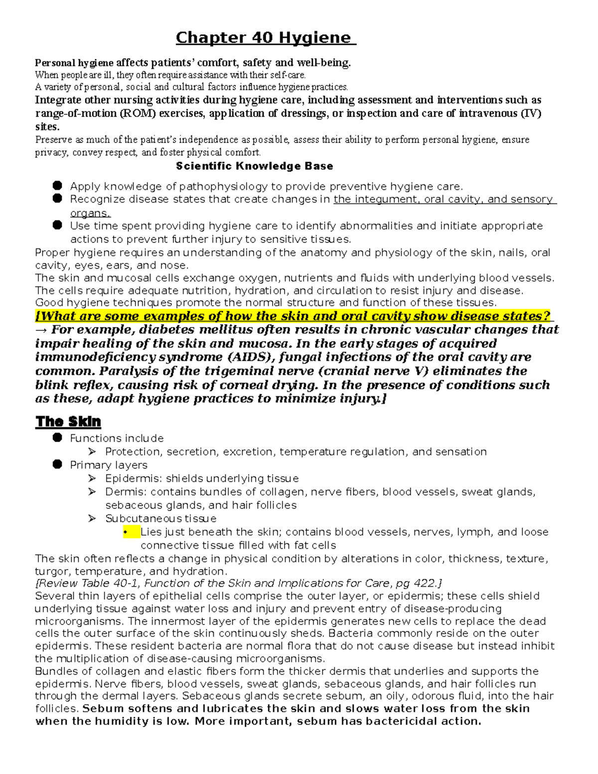 Chapter 40 Hygiene - Chapter 40 Hygiene Personal hygiene affects ...