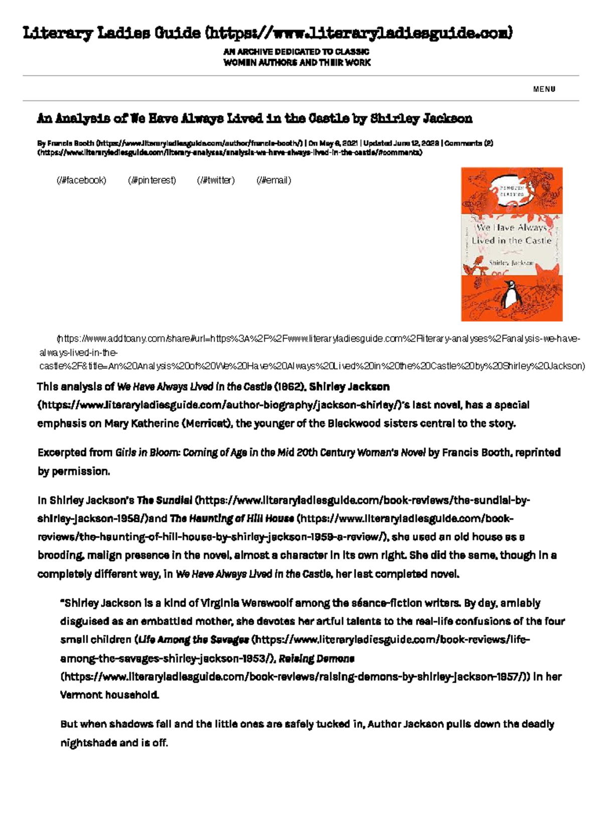 Handout 1- Literary Analysis by Francis - Literary Ladies Guide AN ...