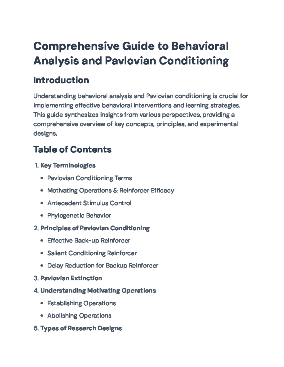 Comprehensive Guide to Behavioral Analysis and Pavlovian Conditioning ...