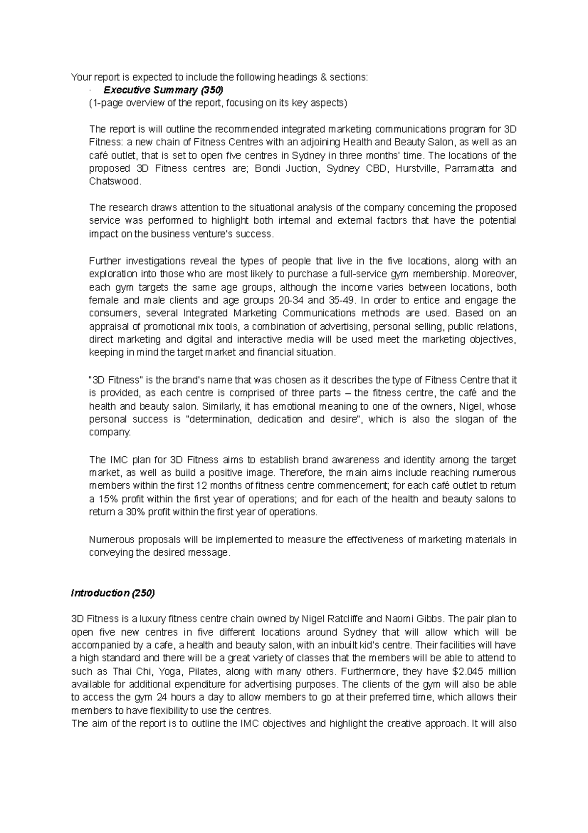 IMC Plan - Completed assignment for IMC - Your report is expected to ...