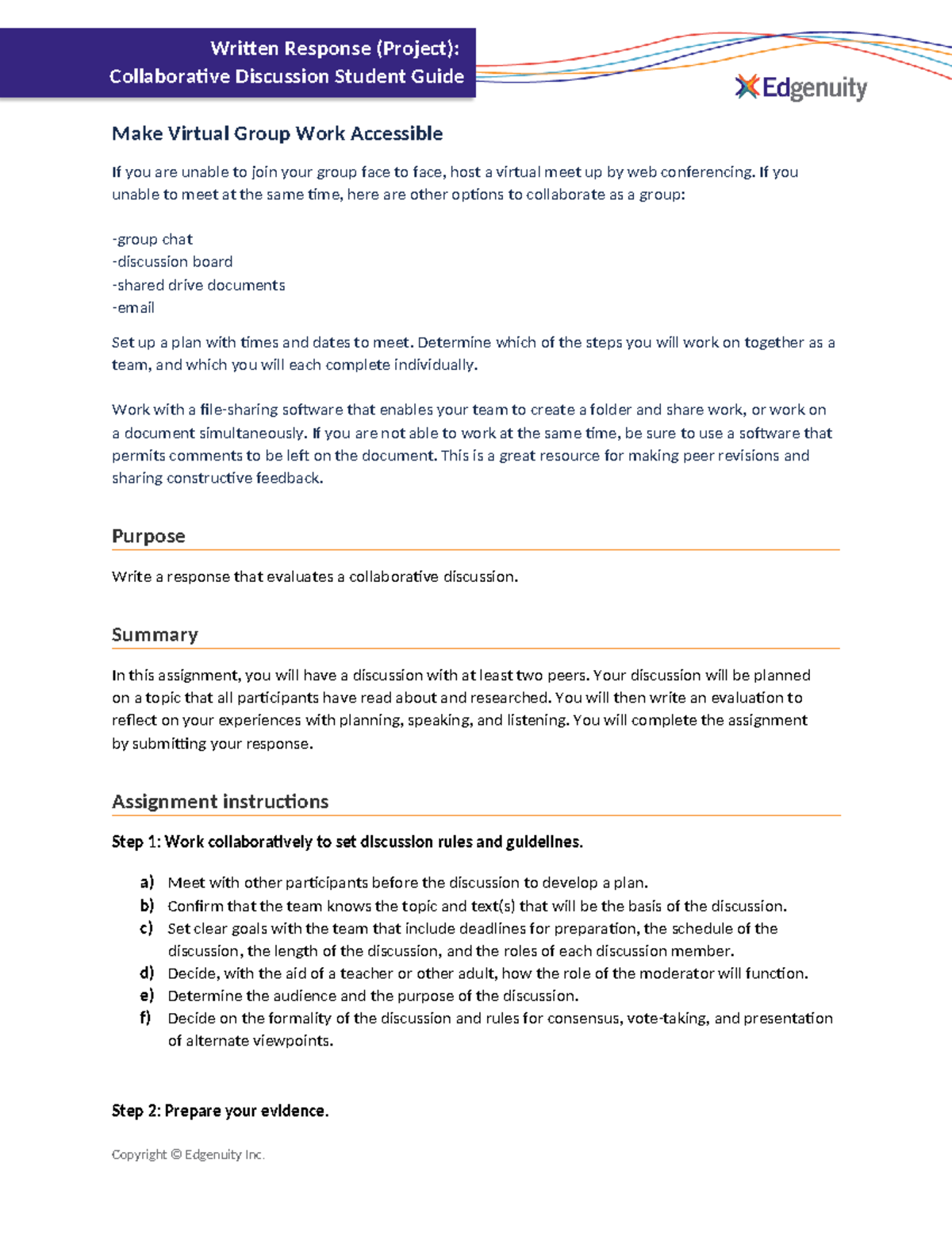 Collaborative Discussion Guide for Group Projects (EDU101) - Studocu