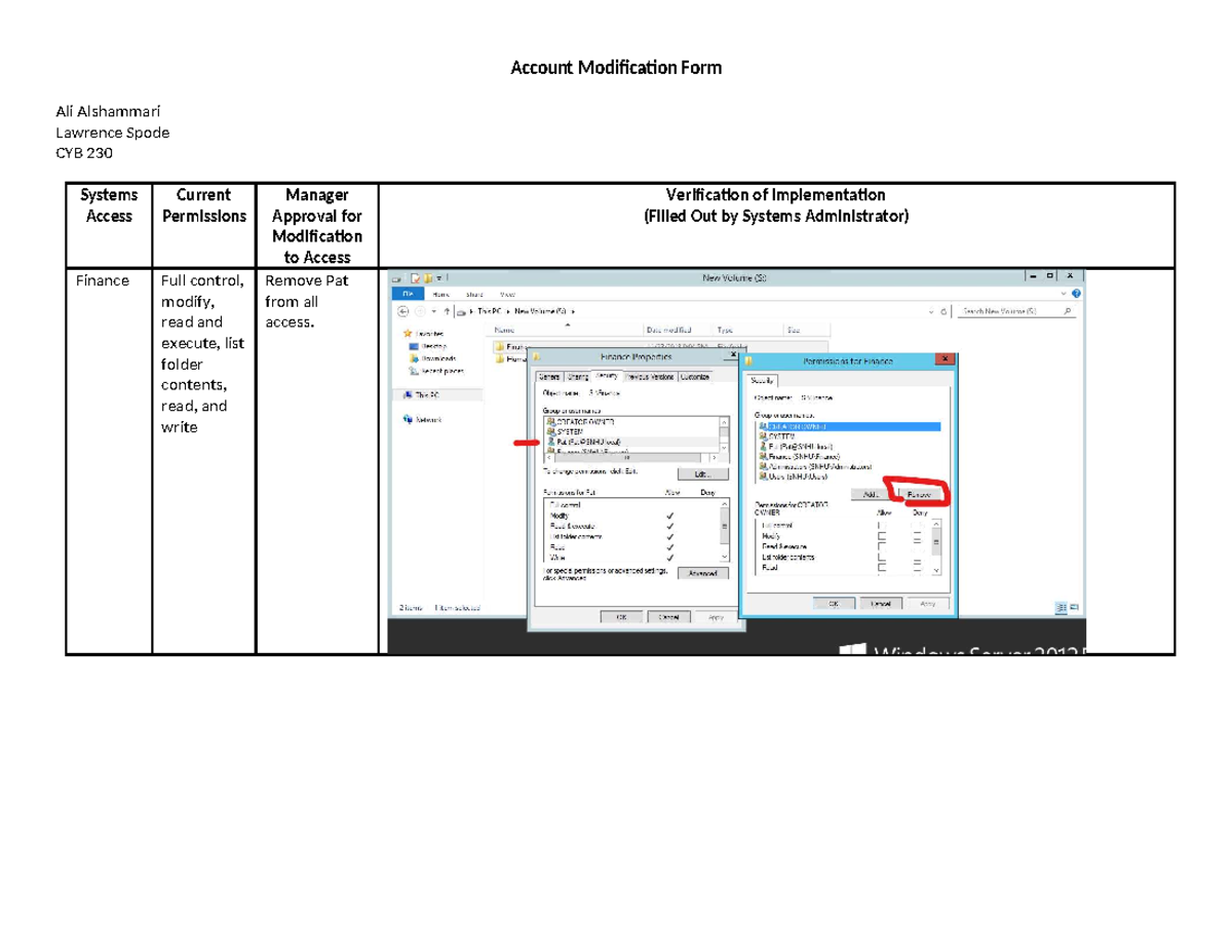 Ali Alshammari CYB 230 6 1 Project One - Account Modification Form Ali ...