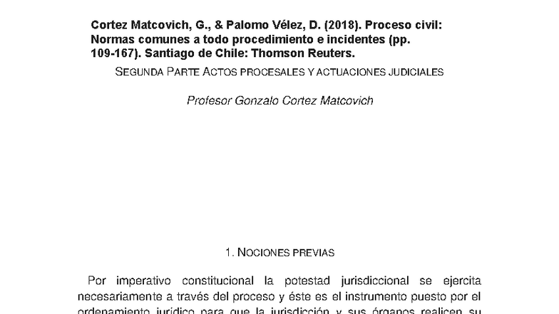 Acto Procesal en el Proceso Civil: Normas y Requisitos (Cortez y Palomo ...
