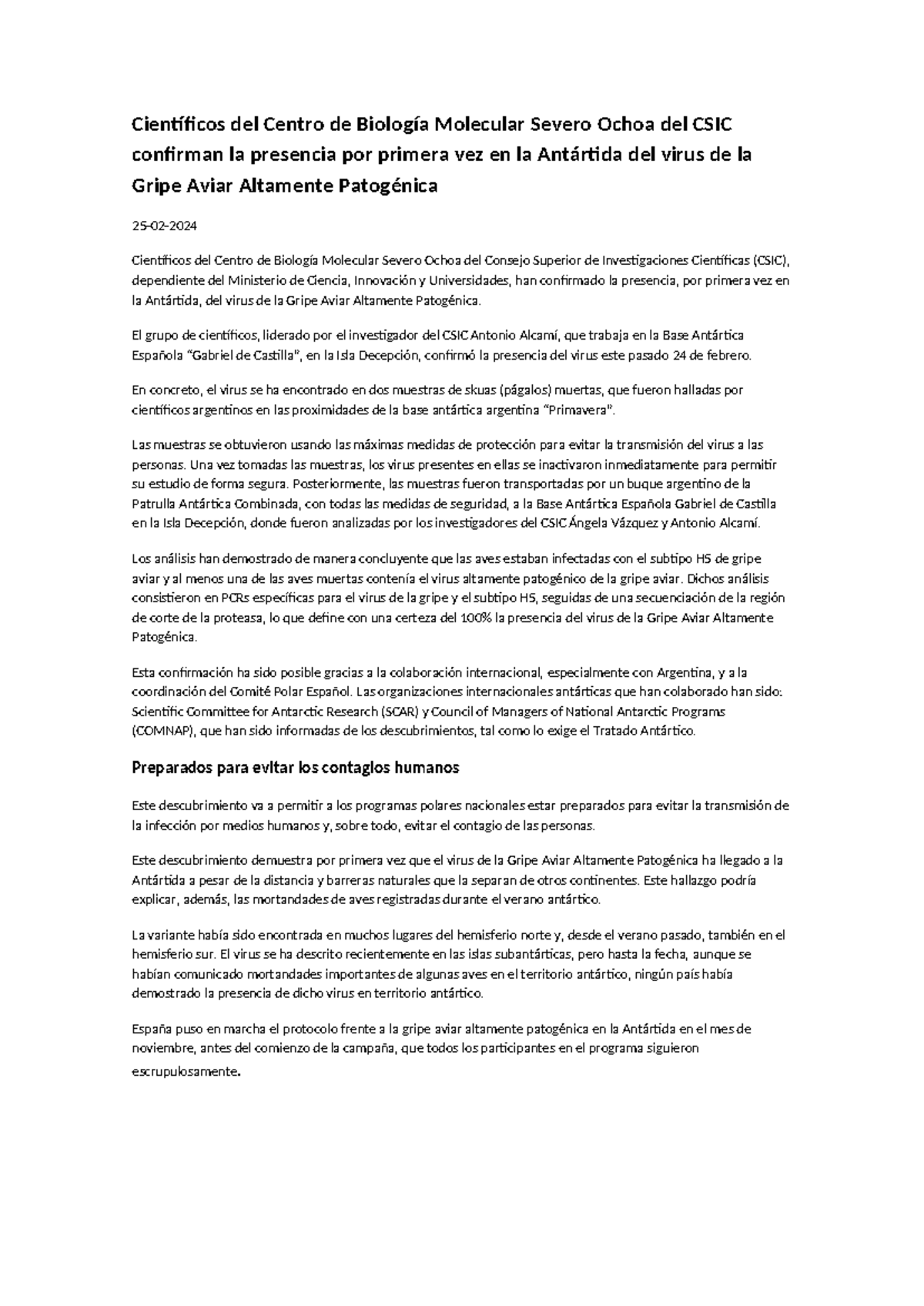 Noticia bio - good fear vvvvvvvvv - Científicos del Centro de Biología ...
