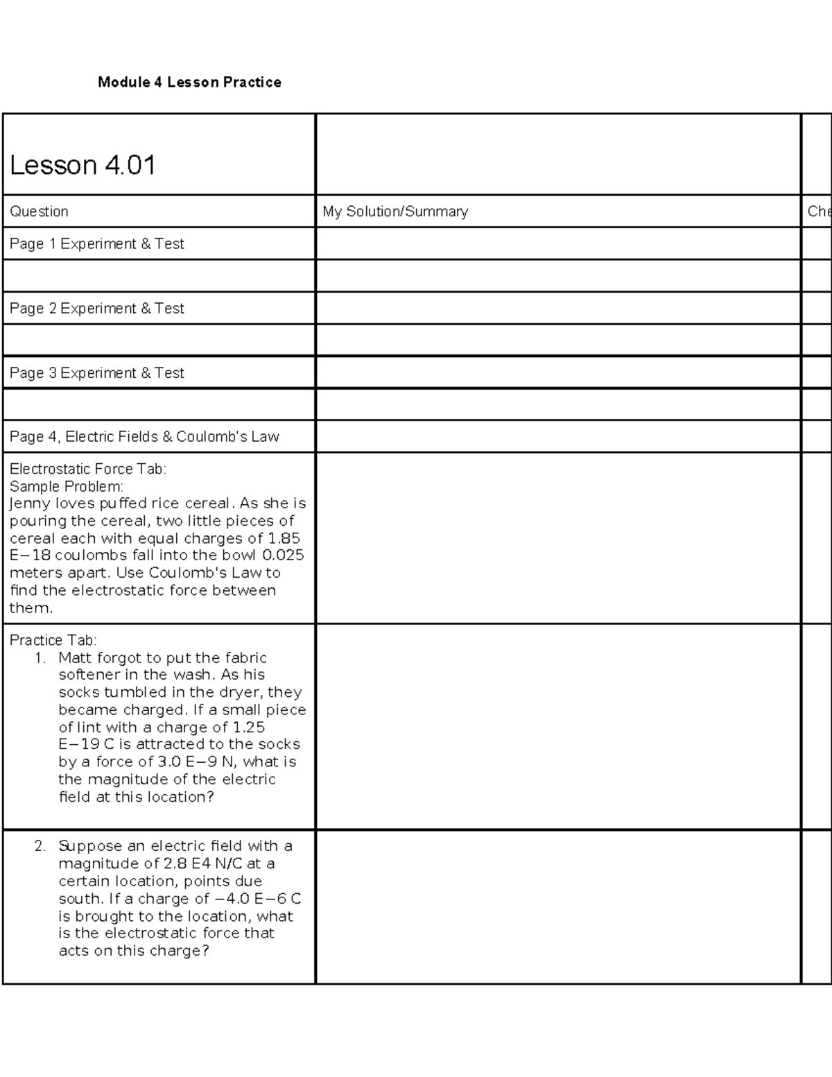 Physics Module 4 Practice: Electric Fields & Circuit Concepts - Studocu