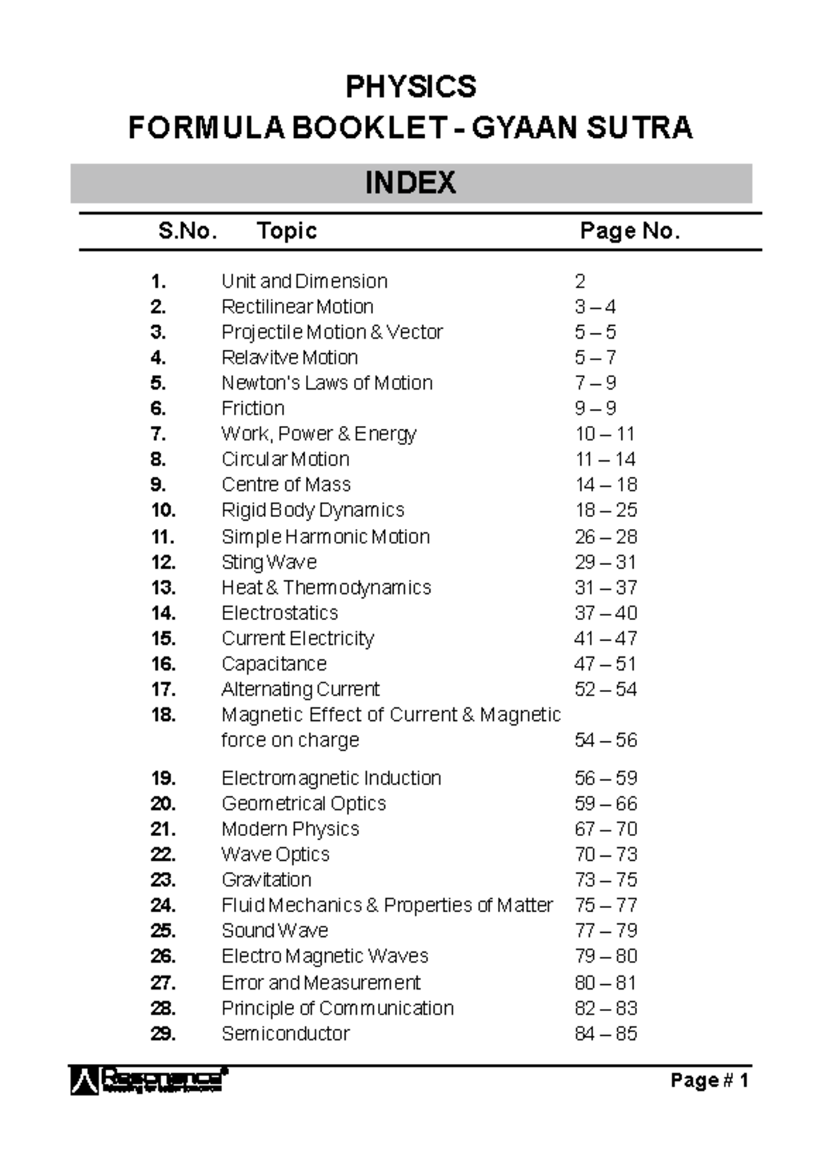 Physics cheat sheet 3 - AFSF - PHYSICS FORMULA BOOKLET - GYAAN SUTRA ...
